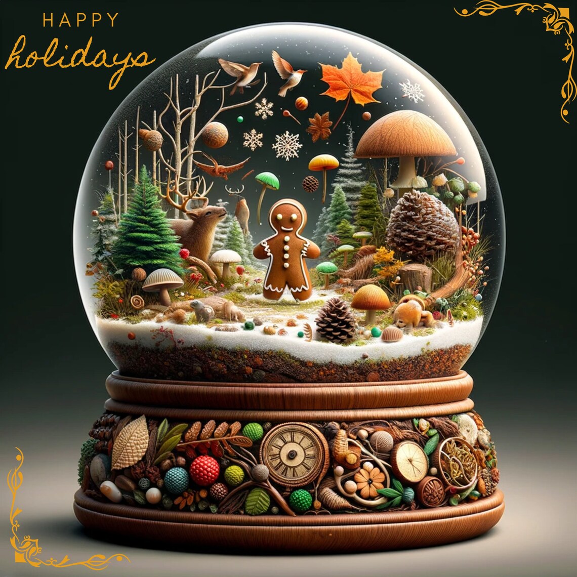 Gingerbread Man Animated Snow Globe Digital Art Collection Wallpaper ...