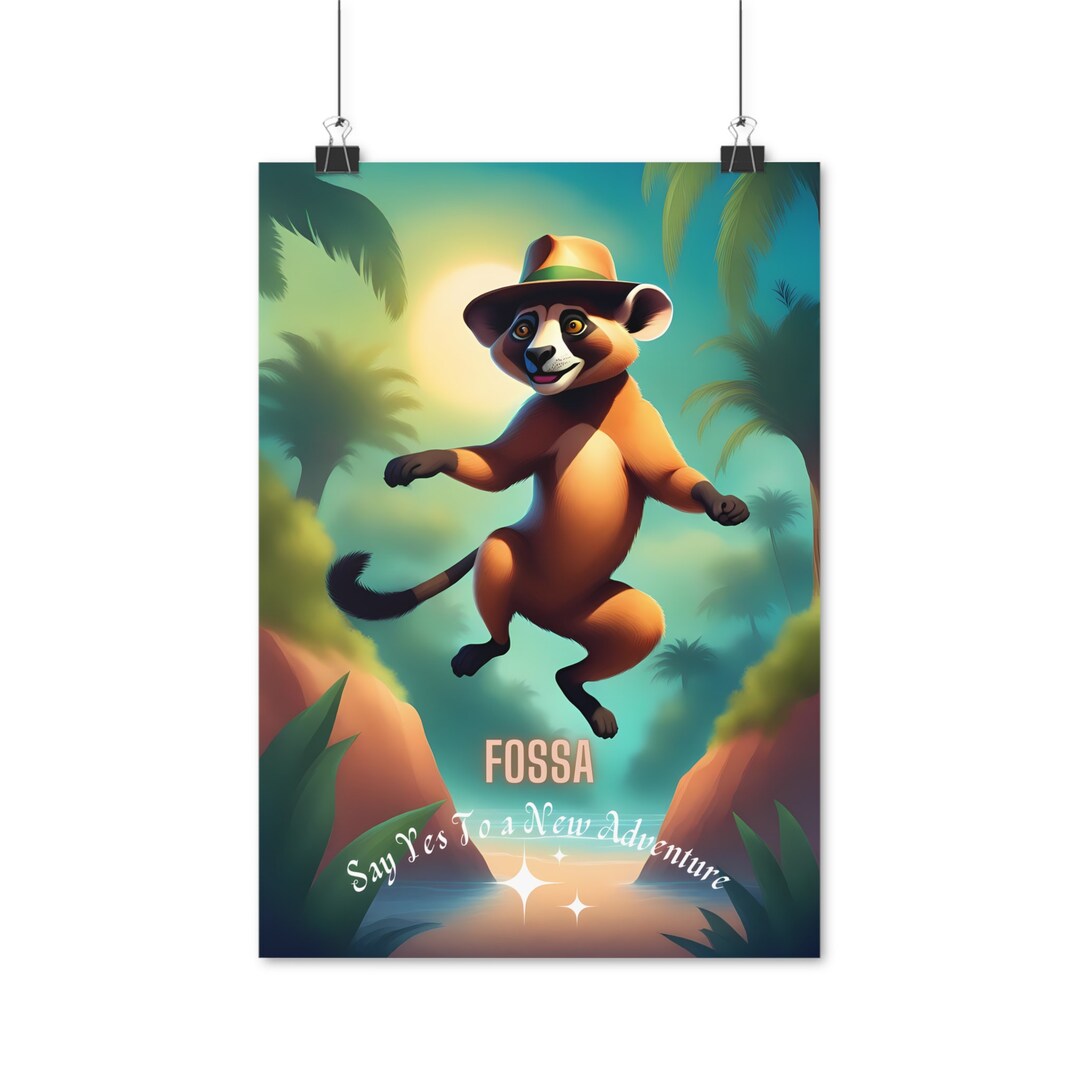 Kids Poster fossa Hat Big Cat, Say Yes to a New Adventure - Etsy