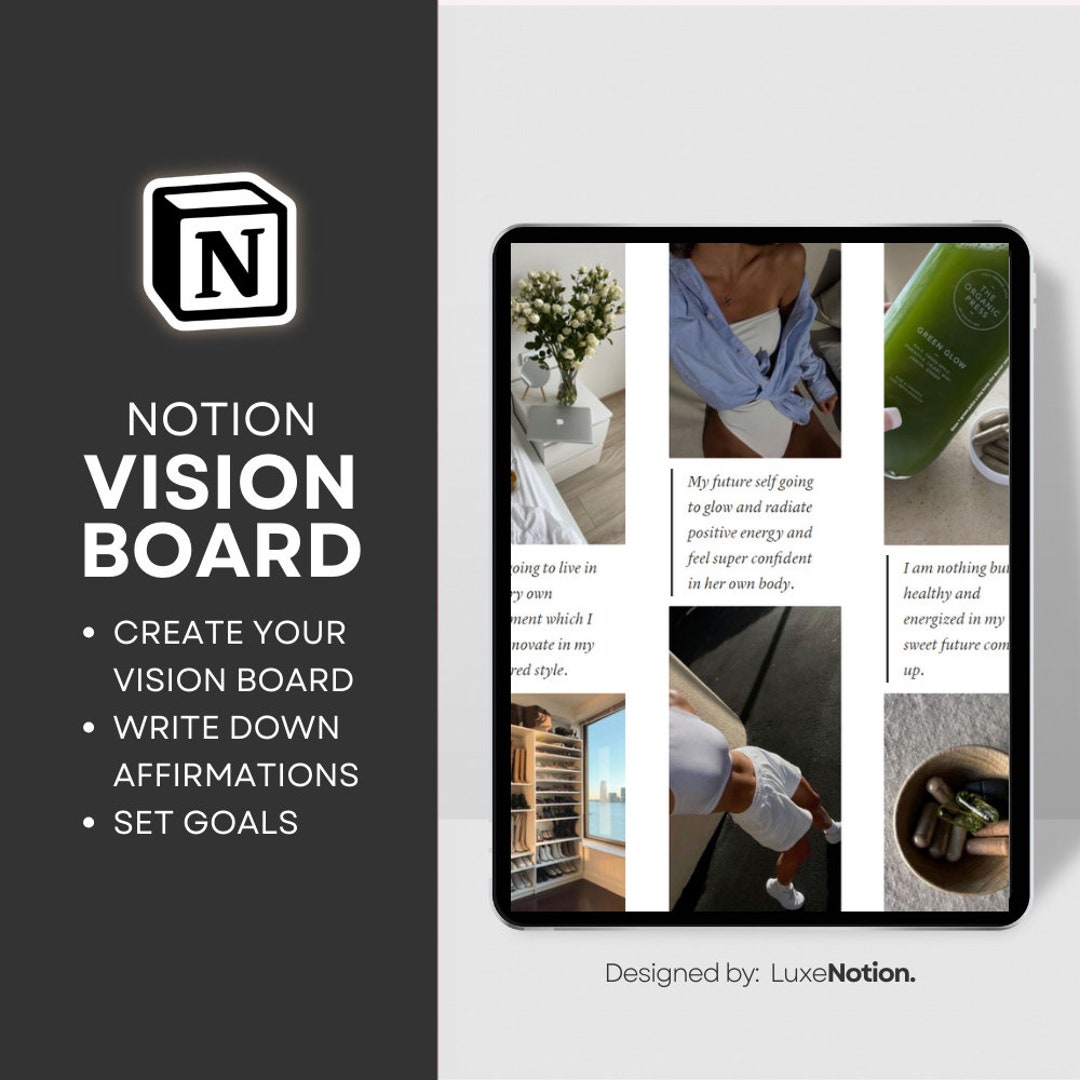Digital Vision Board Notion Vision Board Template Vision - Etsy Australia