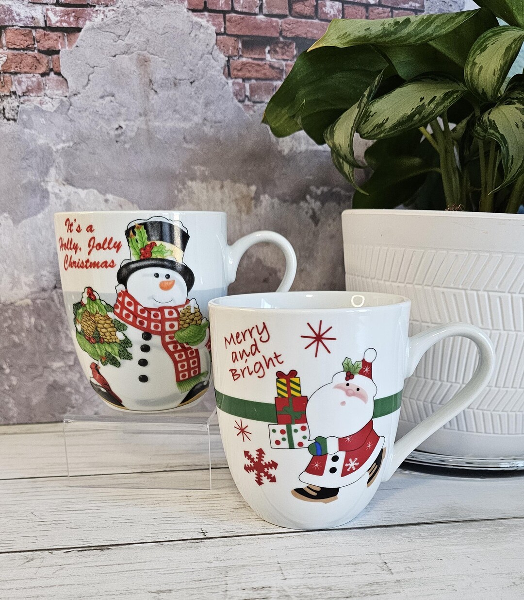 Fitz & Floyd Porcelain Coffee Cups/mugs, Set of 2 Christmas, Santa ...