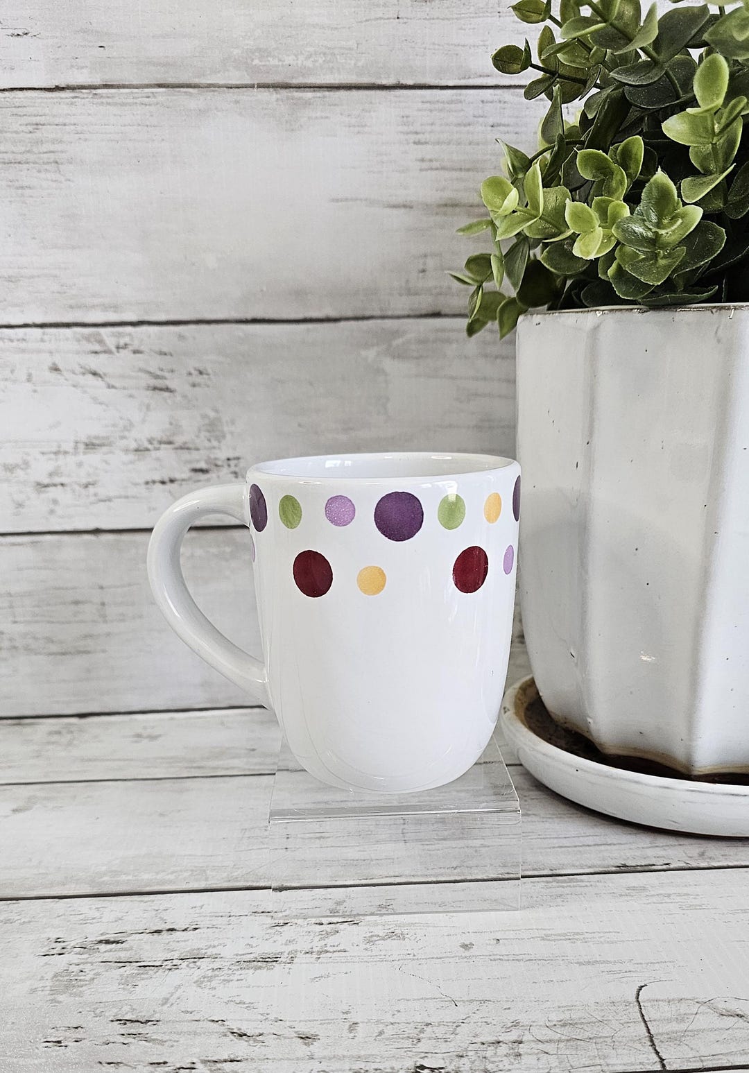 The Pampered Chef, Vintage, Simple Additions Dot, Stoneware Coffee Mug ...
