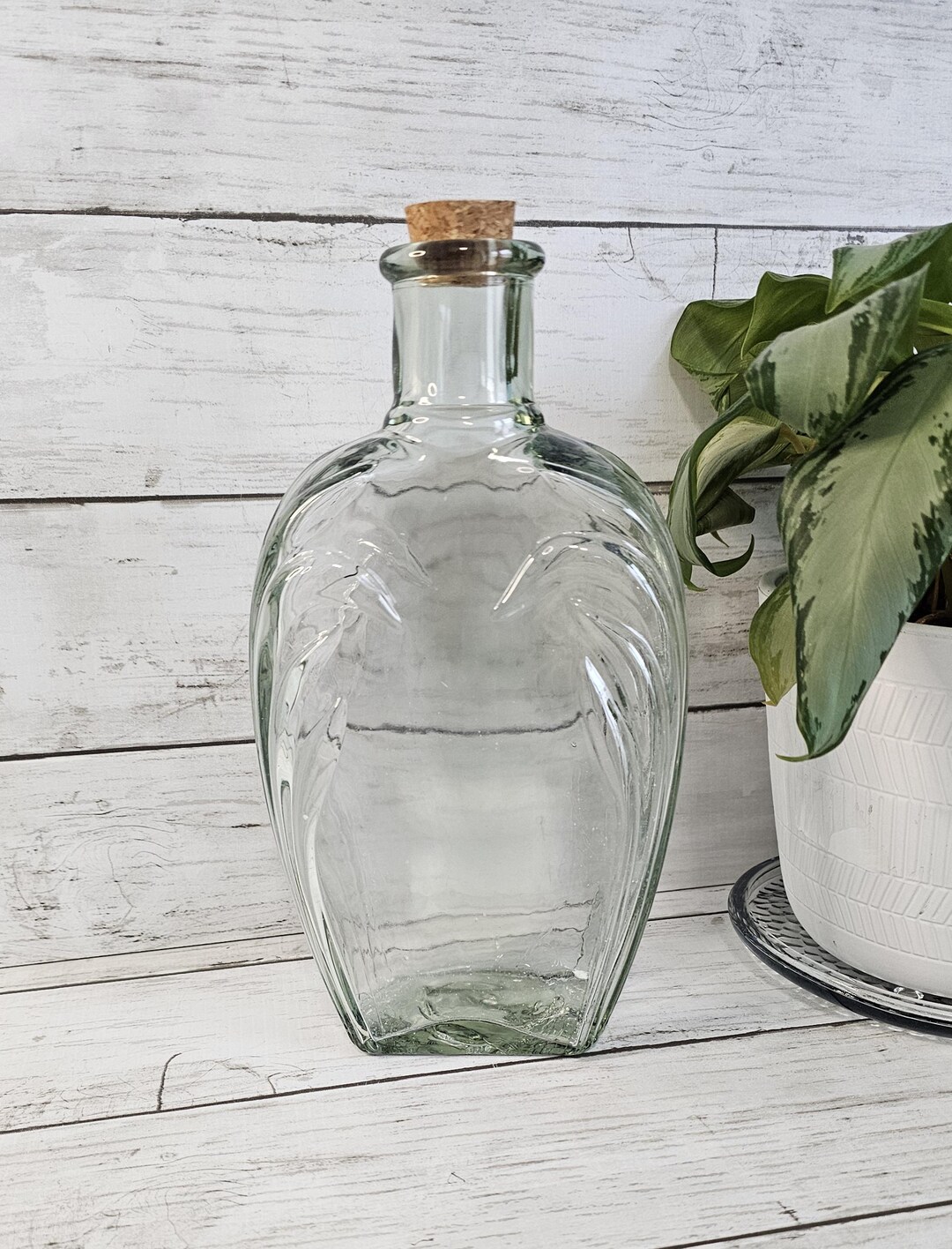 Vintage Light Green Glass Bottle - Etsy