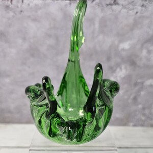Hand-blown, Green Glass, Swan Trinket Dish - Etsy