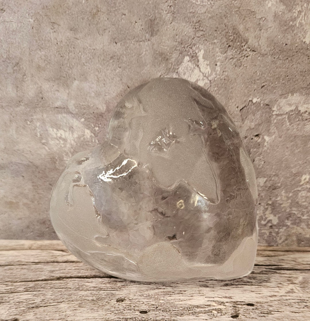 Glass Paperweight Heart Shaped World - Etsy