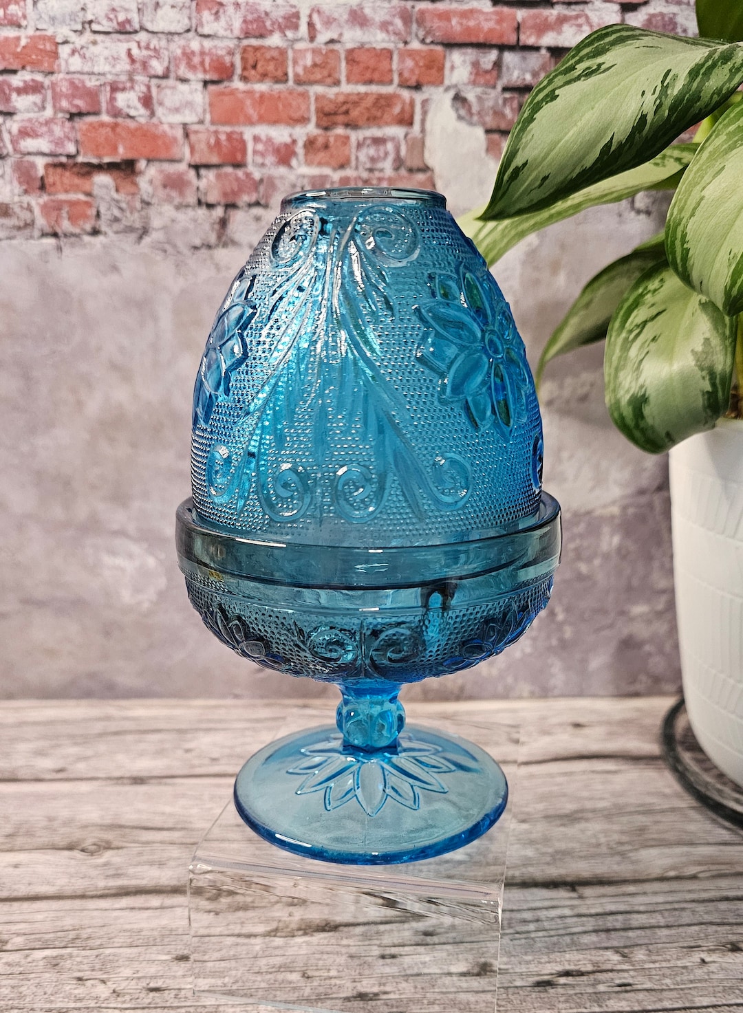 Vintage Indiana Glass Blue Fairy Lamp - Etsy