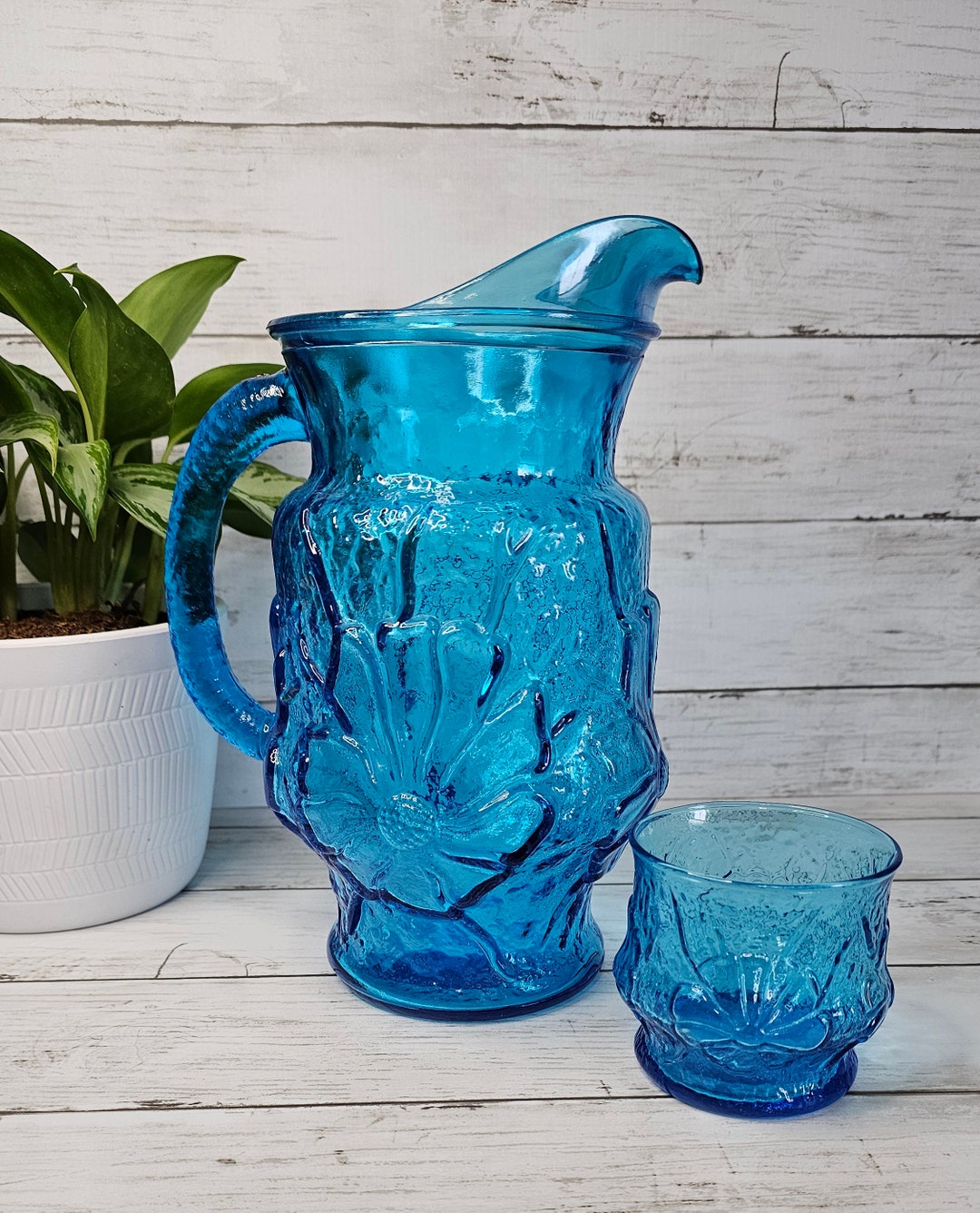 Anchor Hocking Rain Flower Pitcher - Etsy