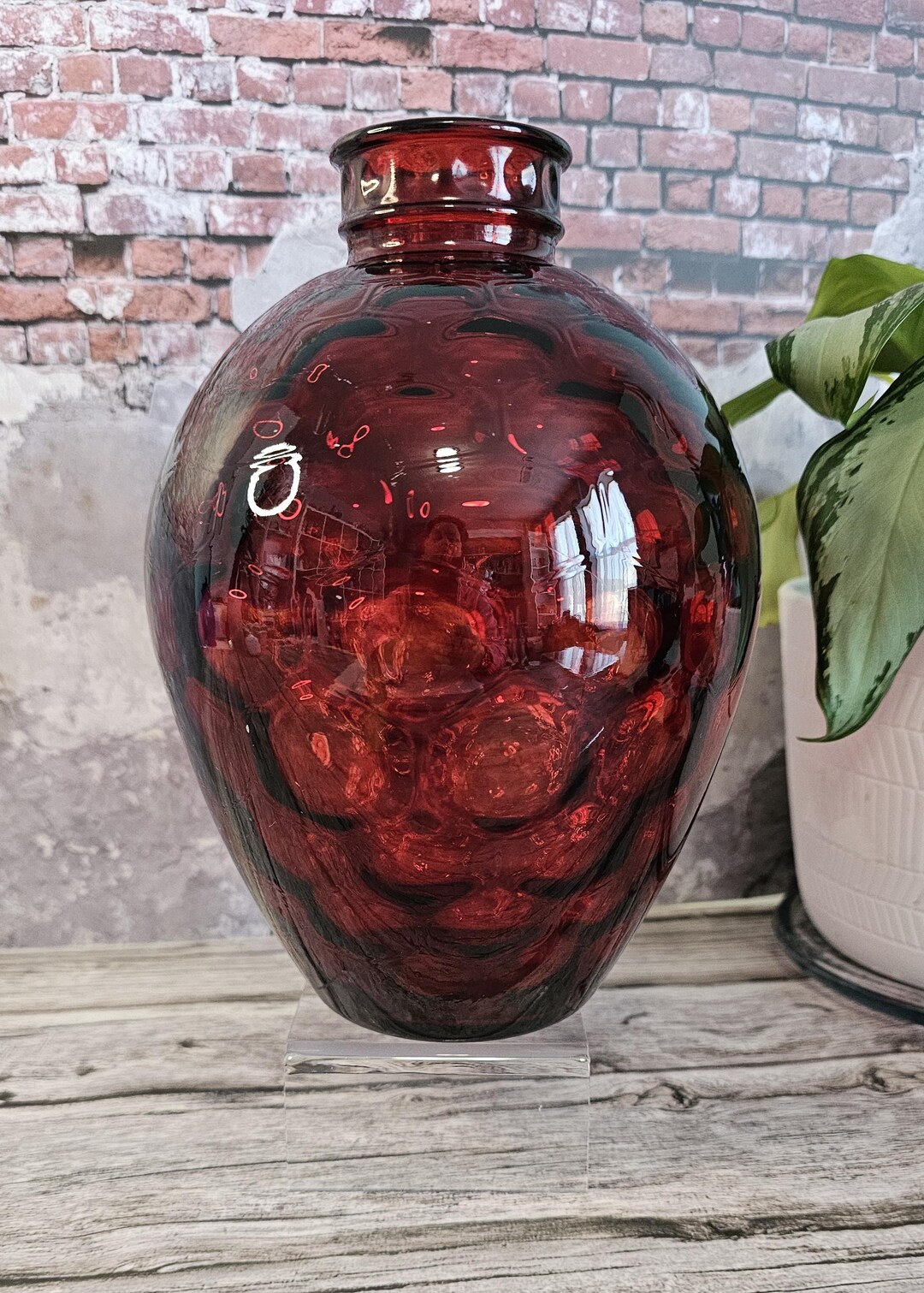 Ruby Red Glass Vase With Honeycomb Pattern by Wheaton - Etsy