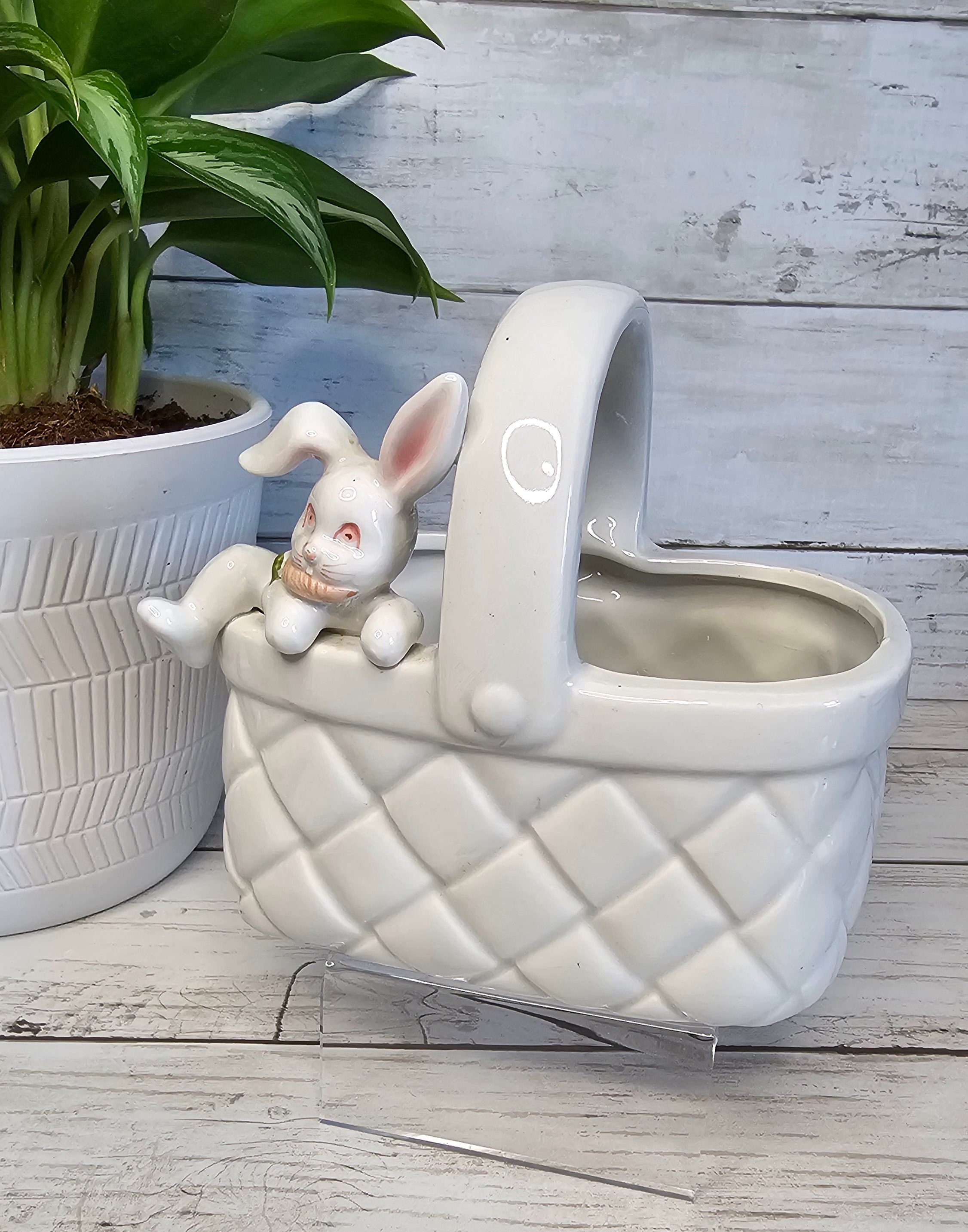 Vintage Fritz and Floyd Bunny Basket - Etsy