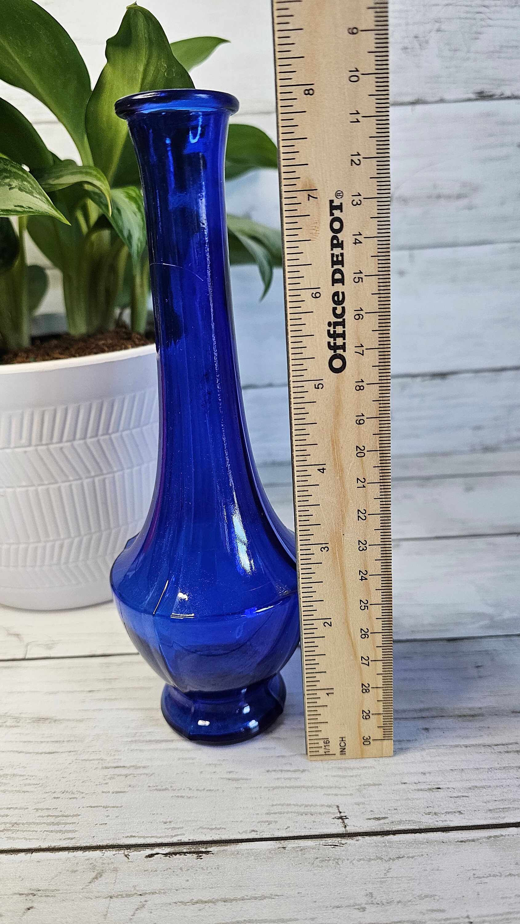 Vintage Blue Glass Vase - Etsy