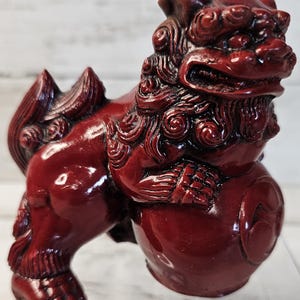 Red Resin Foo Dog Figurine - Etsy
