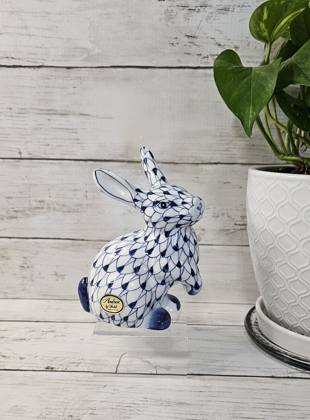 Vintage Andrea by Sadek Blue Fishnet Bunny Rabbit Animal Figuren - Etsy