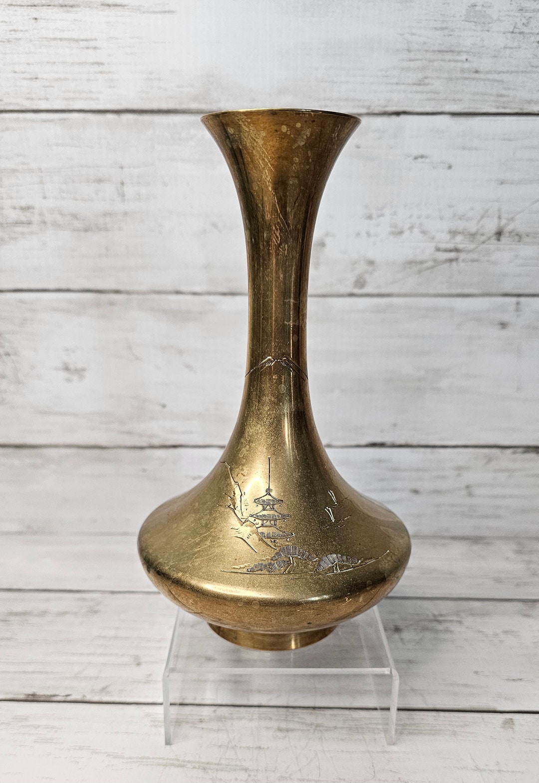 Vintage Brass Vase - Etsy