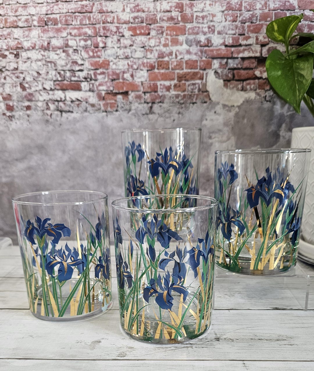 Vintage Culver Blue Iris Lowball Double Old Fashioned Set of 4 - Etsy