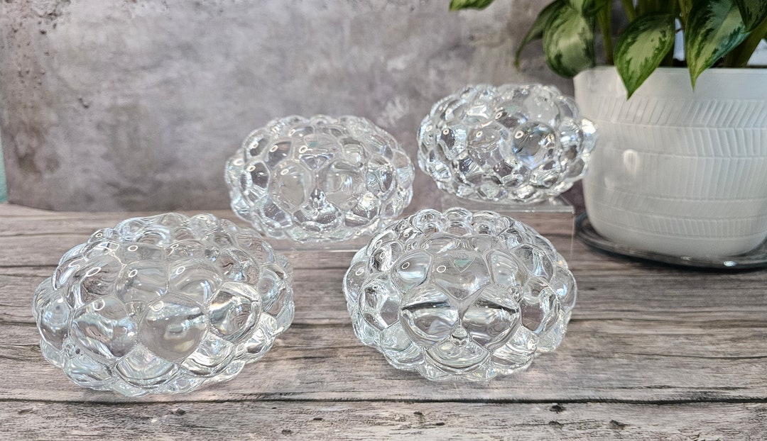 Vintage Glass Orrefors Raspberry Votive Candle Holders From Sweden ...