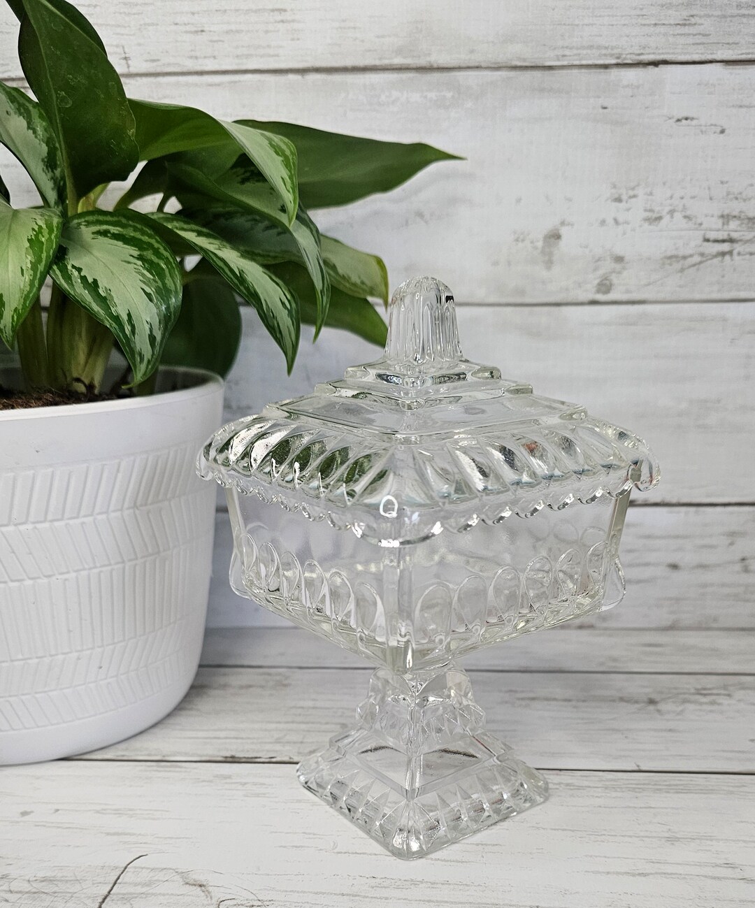 Vintage Jeannette Clear Glass Wedding Box - Etsy