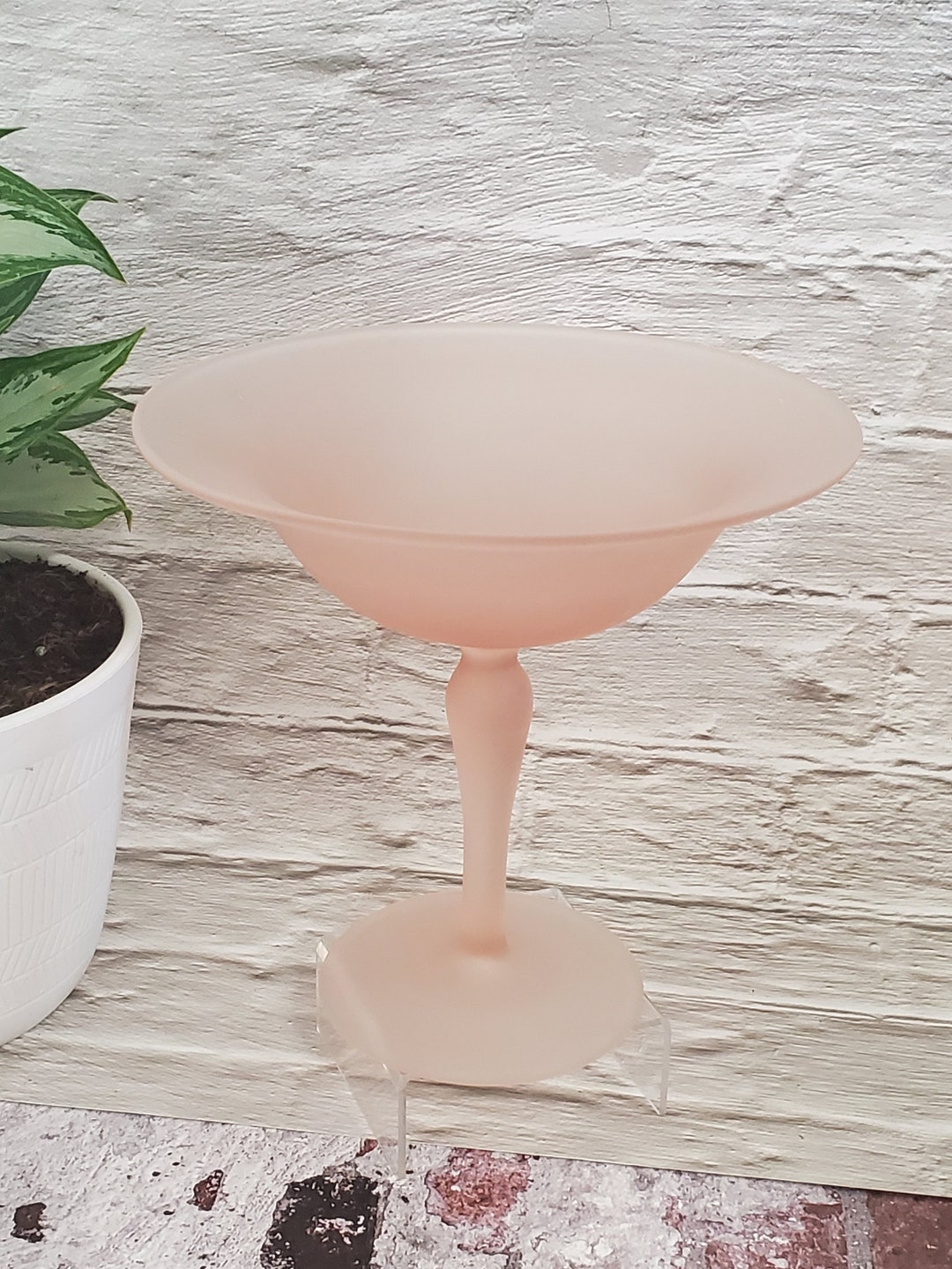 Vintage Frostec Pink Tall Compote - Etsy