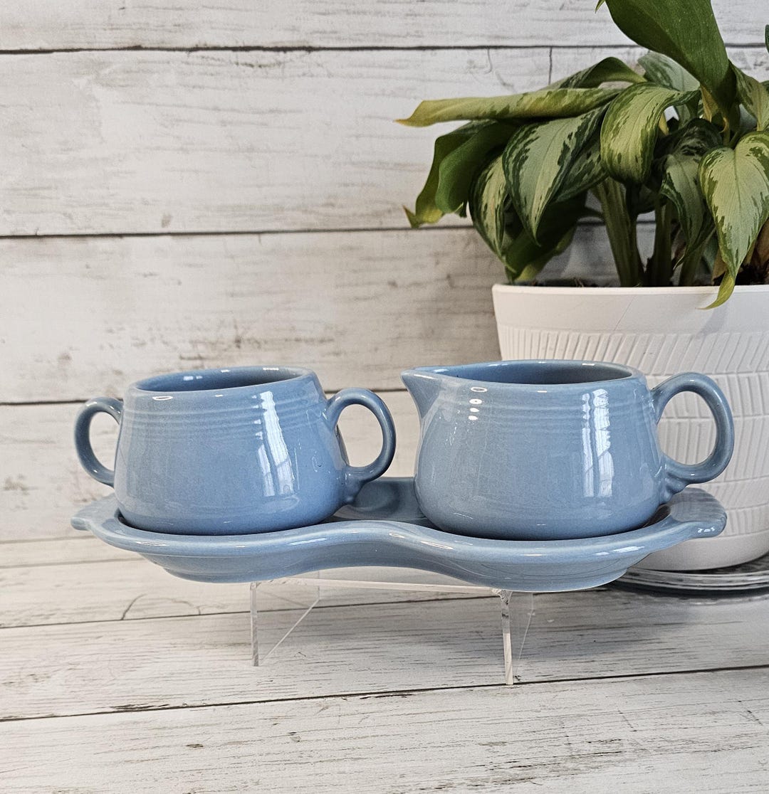 Fiestaware, Homer Laughlin, Creamer and Sugar Set, Dusty Blue, No Sugar ...