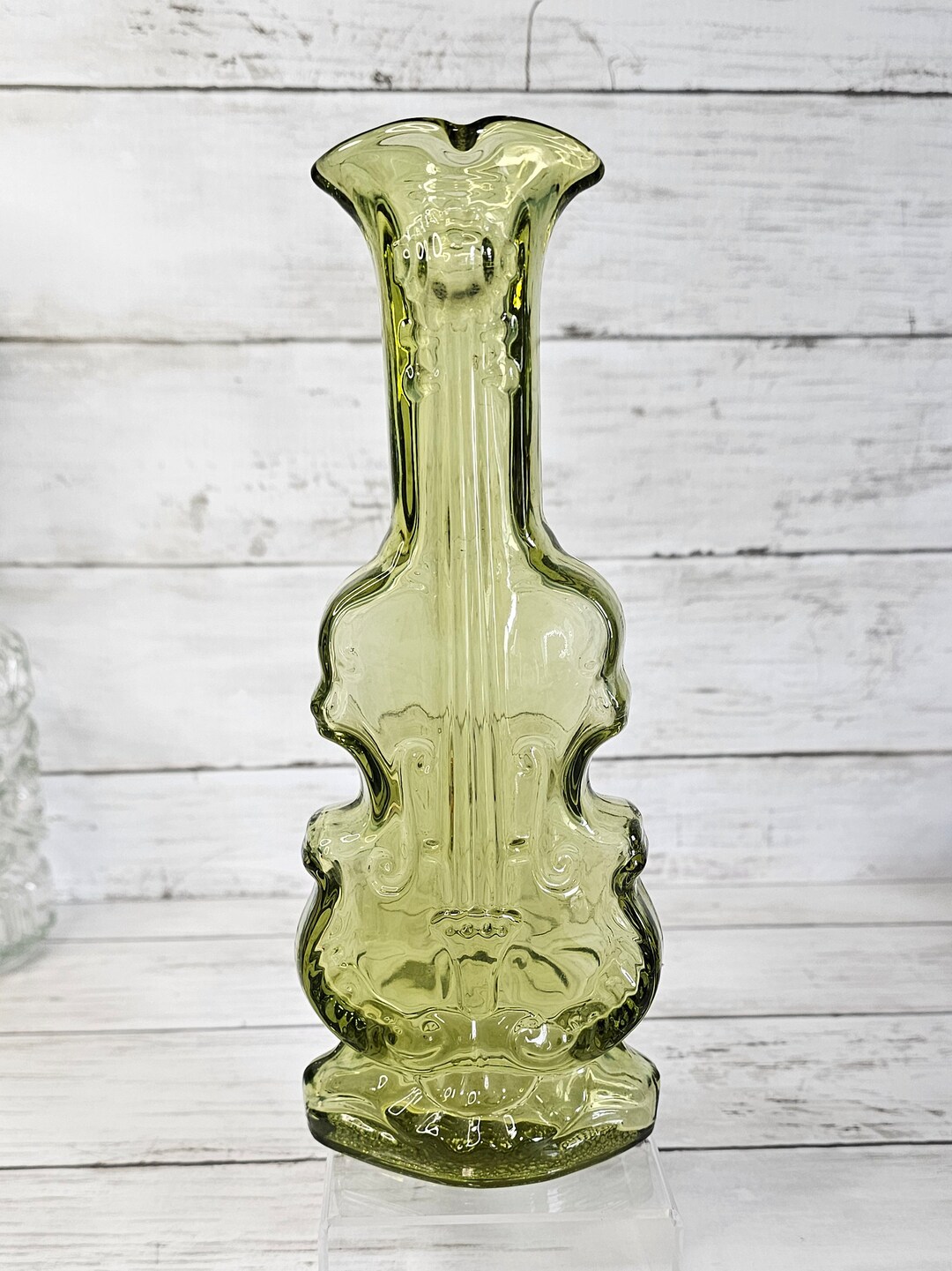 Vintage Imperial Glass Green Violine Vase - Etsy