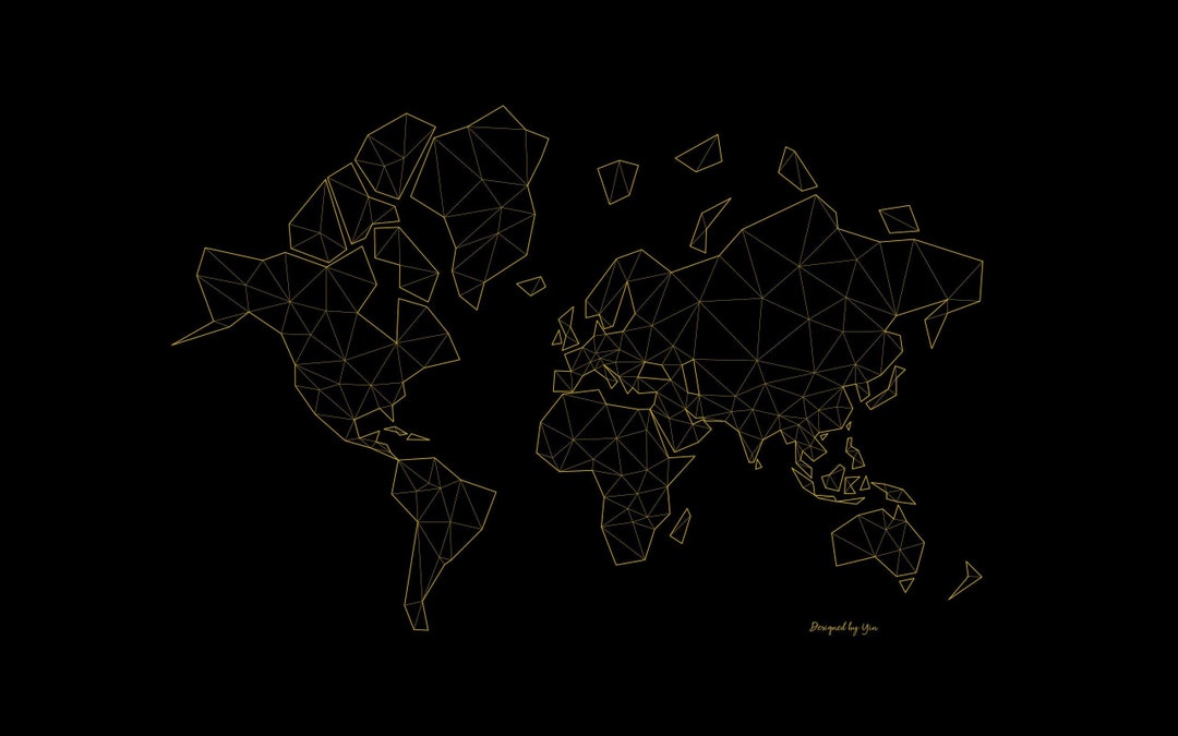Dark Gold Low Polygon Map - Etsy