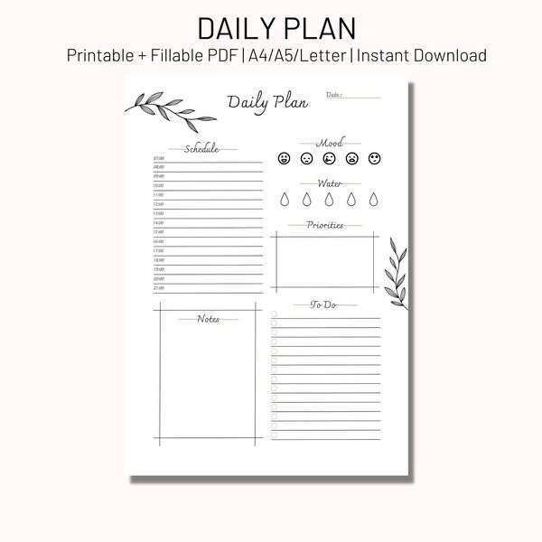 Daily Planner Printable - Etsy
