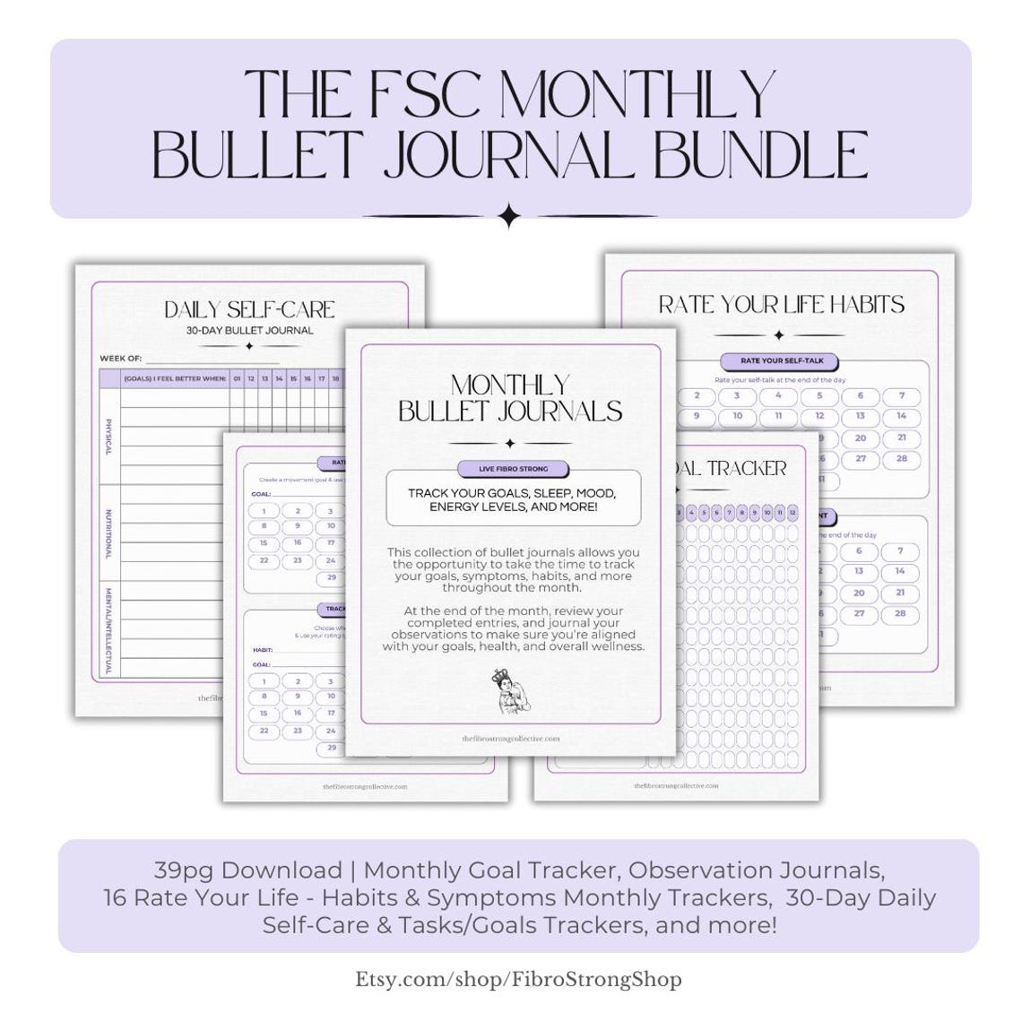The FSC Monthly Bullet Journal Bundle Printable/downloadable Bullet ...