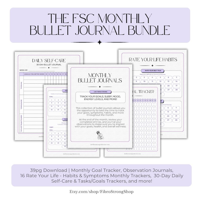 The FSC Monthly Bullet Journal Bundle Printable/downloadable Bullet ...