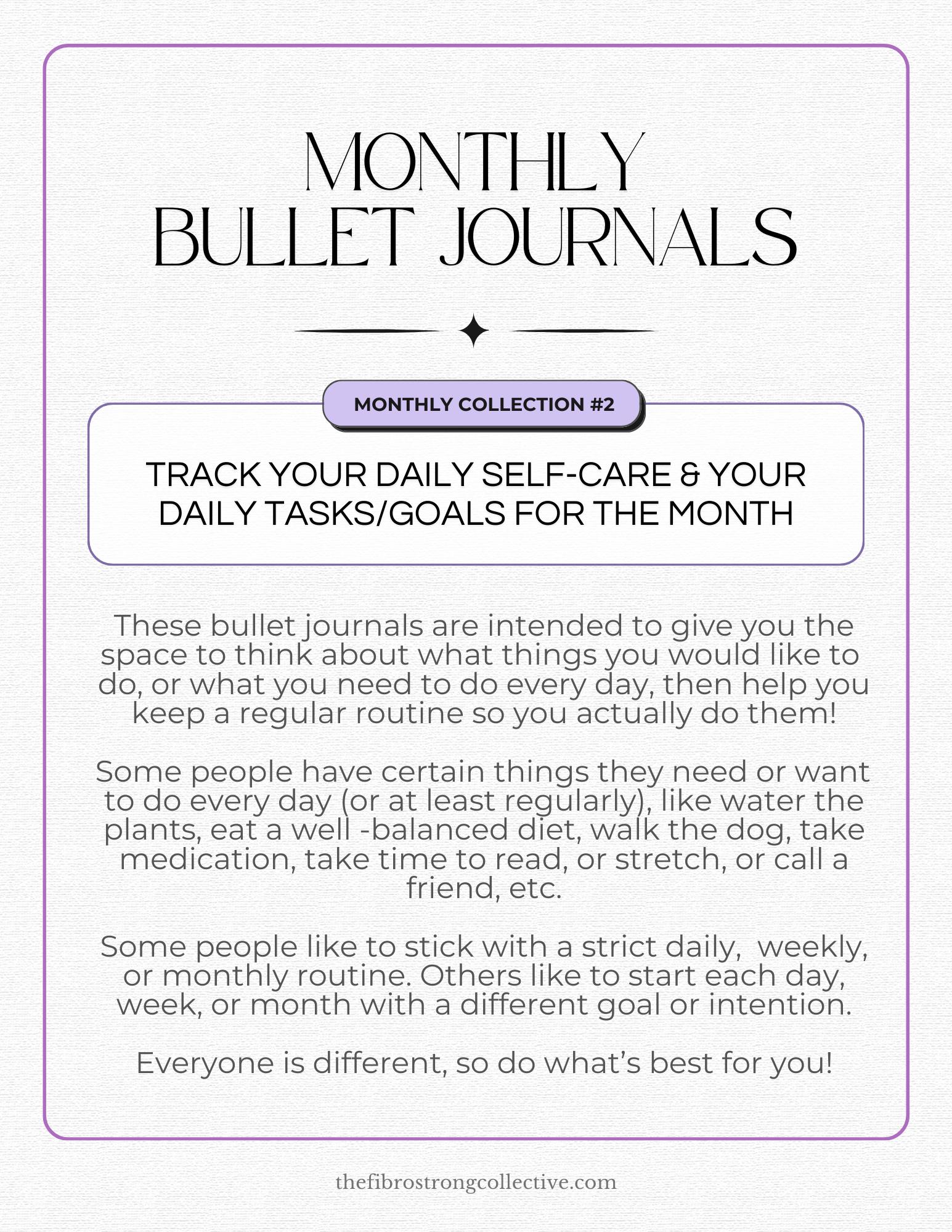 The FSC Monthly Bullet Journal Bundle Printable/downloadable Bullet ...