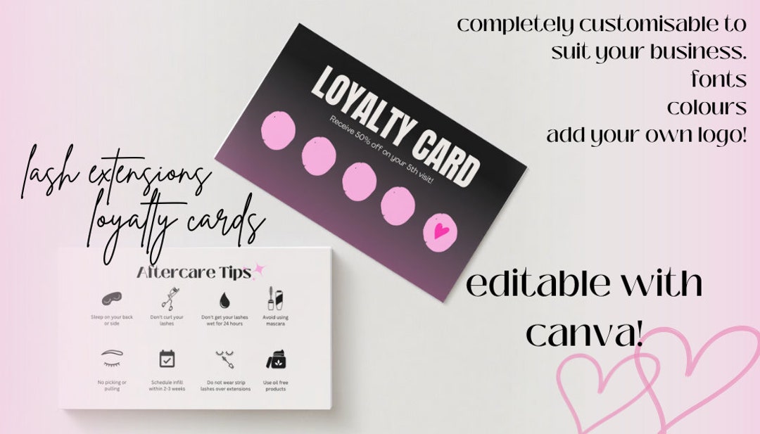 Lash Extension LOYALTY CARDS Canva Editable Digital File - Etsy