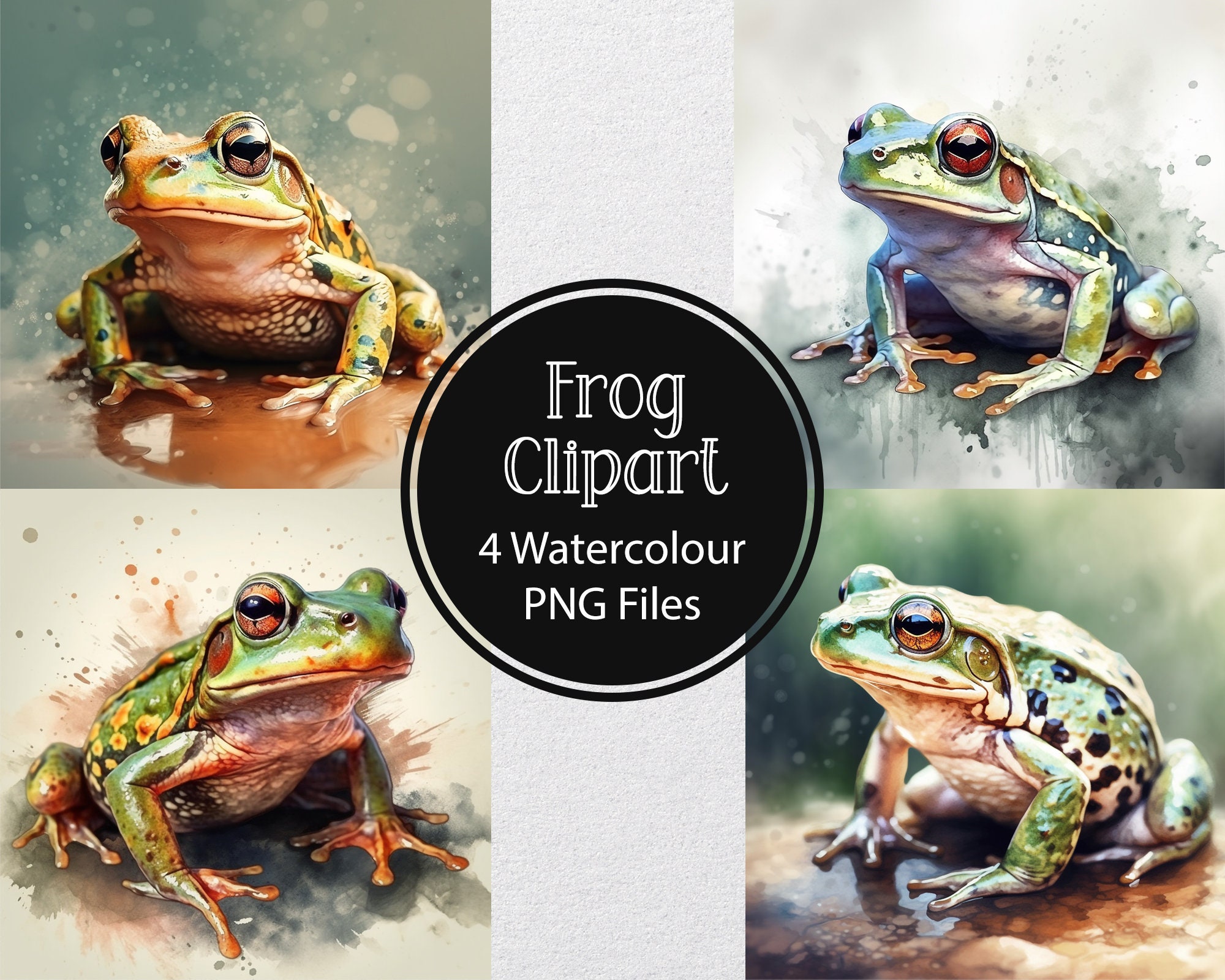 Frog Clipart, Bundle Png, Cute Frog Png, Watercolor Png, Amphibian Png ...