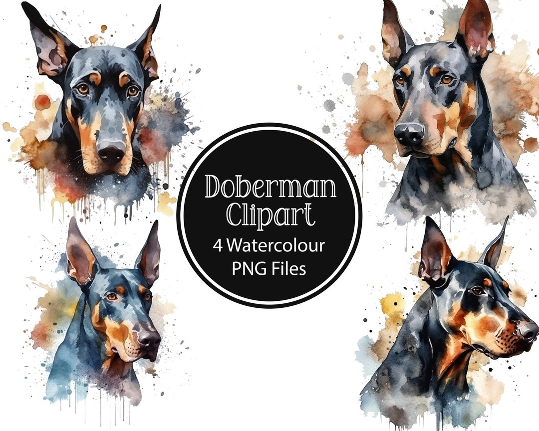 Watercolor Doberman Png, 4 High Quality Pngs, Doberman Clipart ...