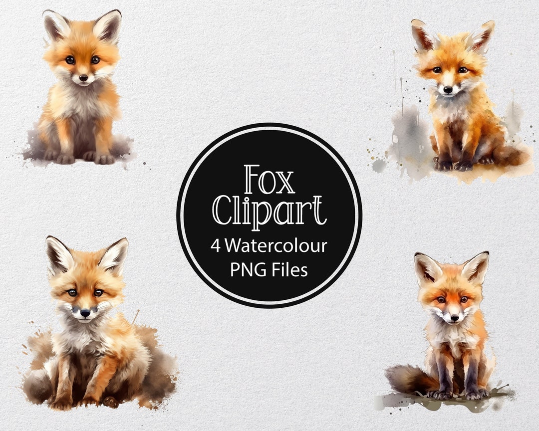 Baby Fox Clipart, Baby Animal Png, Watercolor Fox, Png Bundle ...