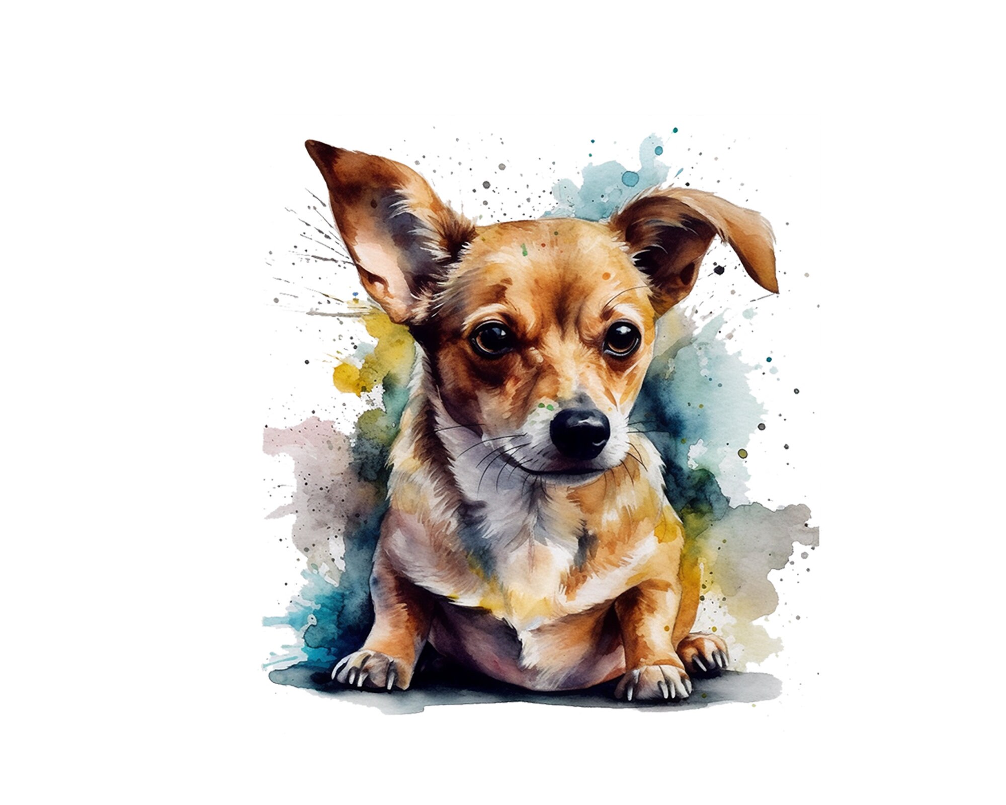Watercolor Chiweenie, 4 High Quality Pngs, Chiweenie Clipart, Chiweenie ...