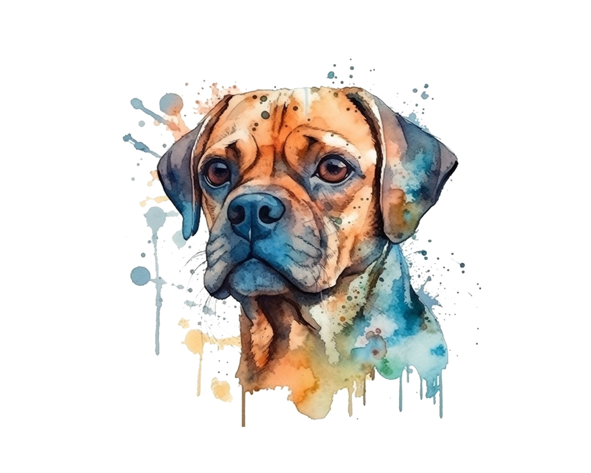 Watercolor Puggle Png, 4 High Quality Pngs, Puggle Clipart, Puggle PNG ...