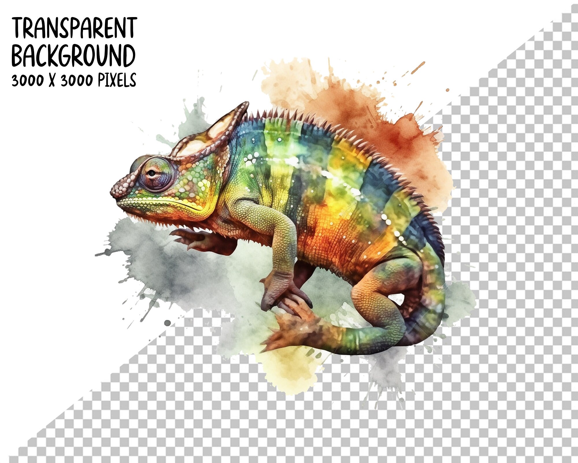Chameleon Clipart, Bundle Png, Reptile Png, Watercolor Png, Lizard Png ...