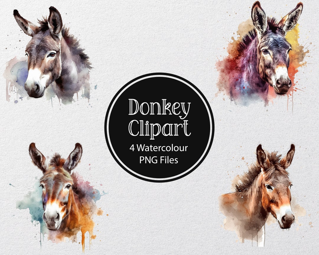 Donkey Png, Farm Animal Png, Colorful Animal Png, Png Bundle ...
