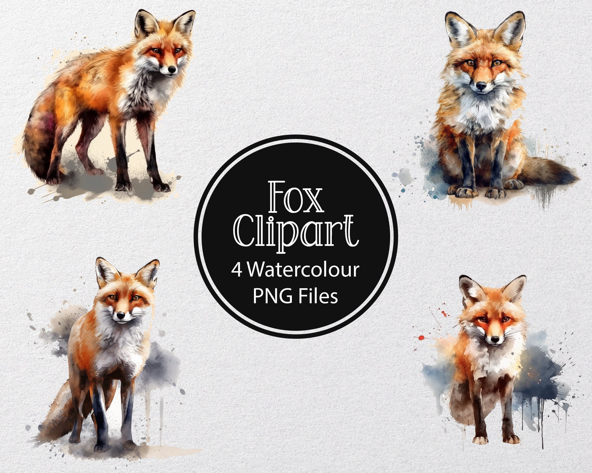 Fox Clipart, Animal Png, Watercolor Fox Png, Png Bundle, Watercolor Png ...