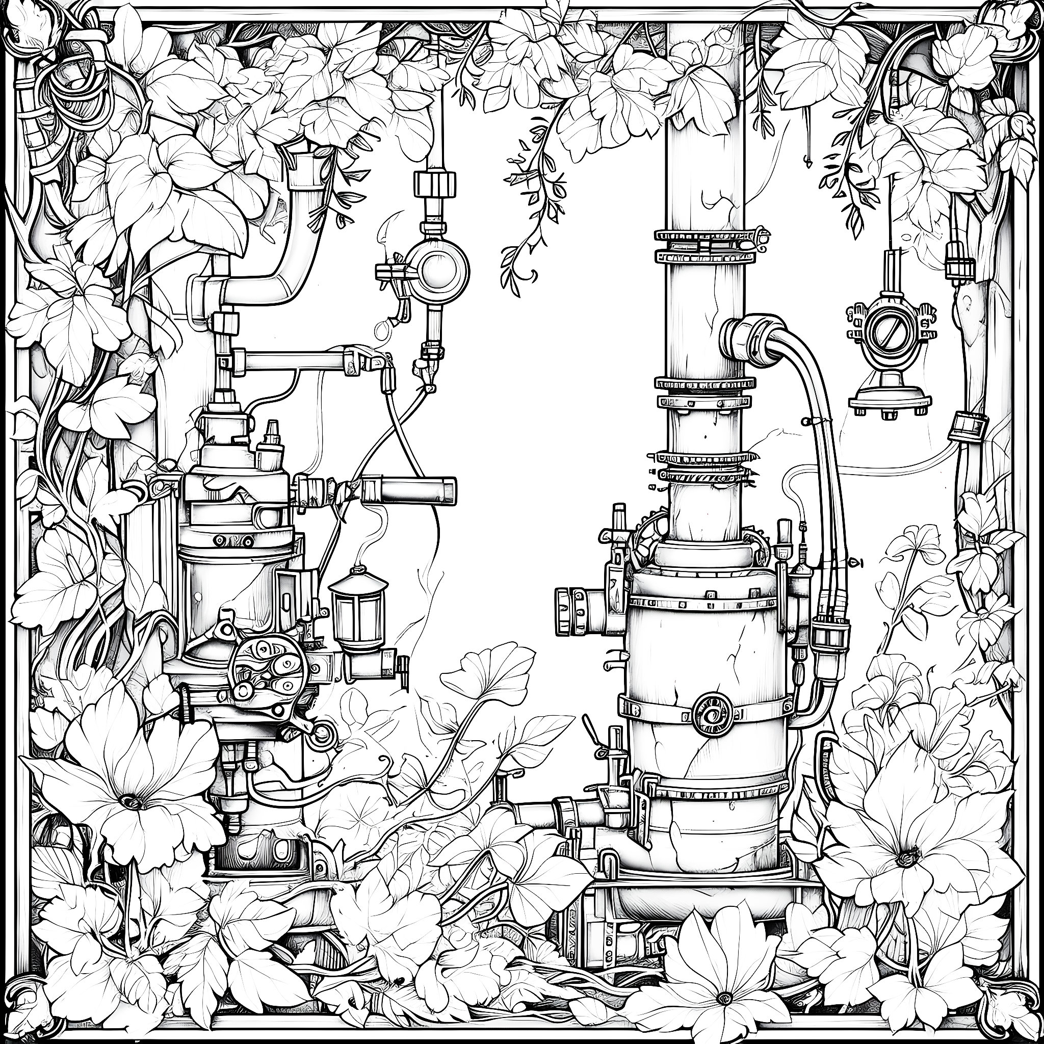 Steampunk Gardens 40 Printable Coloring Pages Print or Color in ...