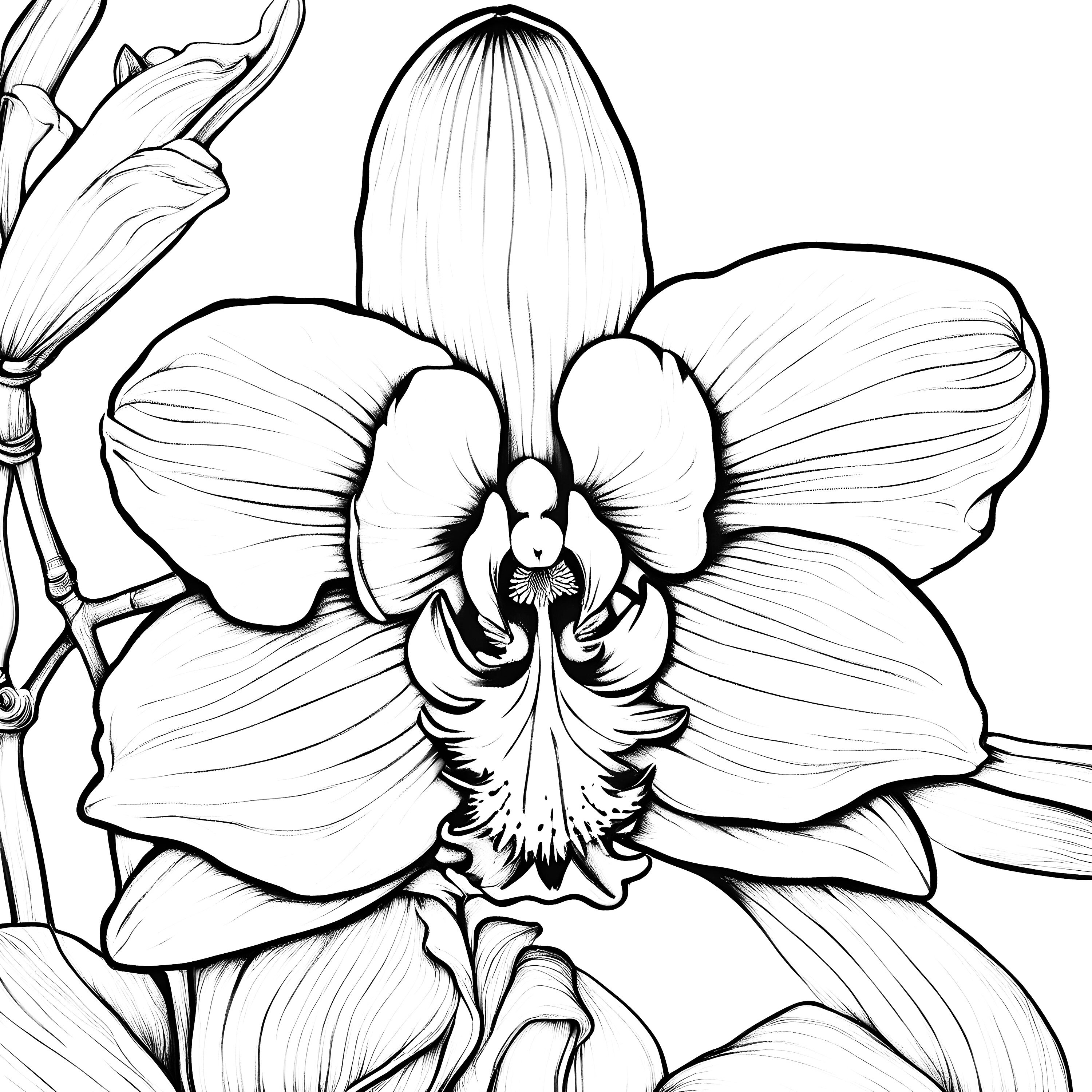 Orchids 40 Printable Coloring Pages Print or Color in Procreate Instant ...