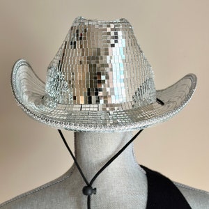 Concert Disco Ball Cowboy Hat With String | Bachelorette Hat | Sparkly ...