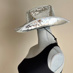 Concert Disco Ball Cowboy Hat With String | Bachelorette Hat | Sparkly ...