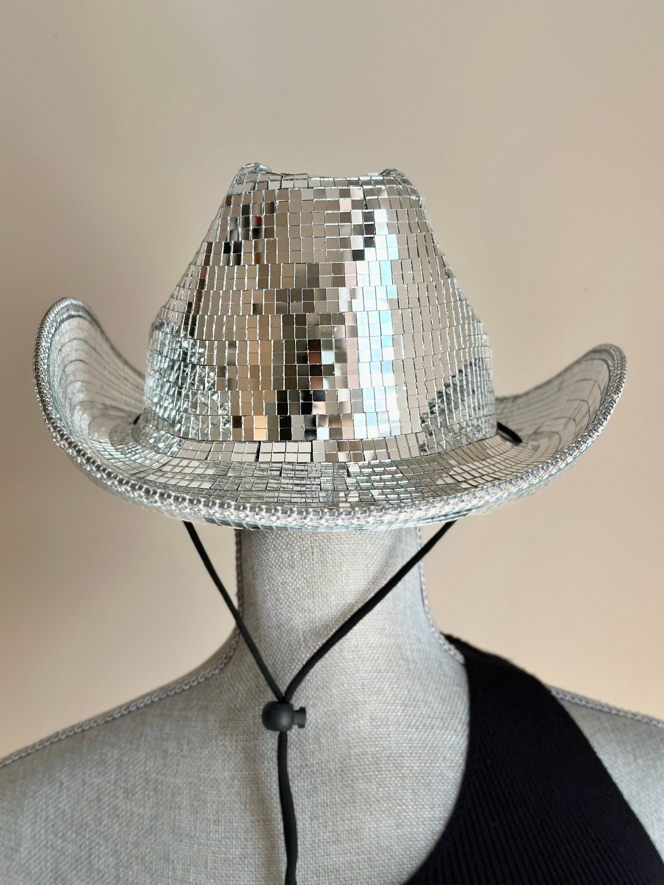 Concert Disco Ball Cowboy Hat With String | Bachelorette Hat | Sparkly ...