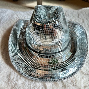 Concert Disco Ball Cowboy Hat With String | Bachelorette Hat | Sparkly ...