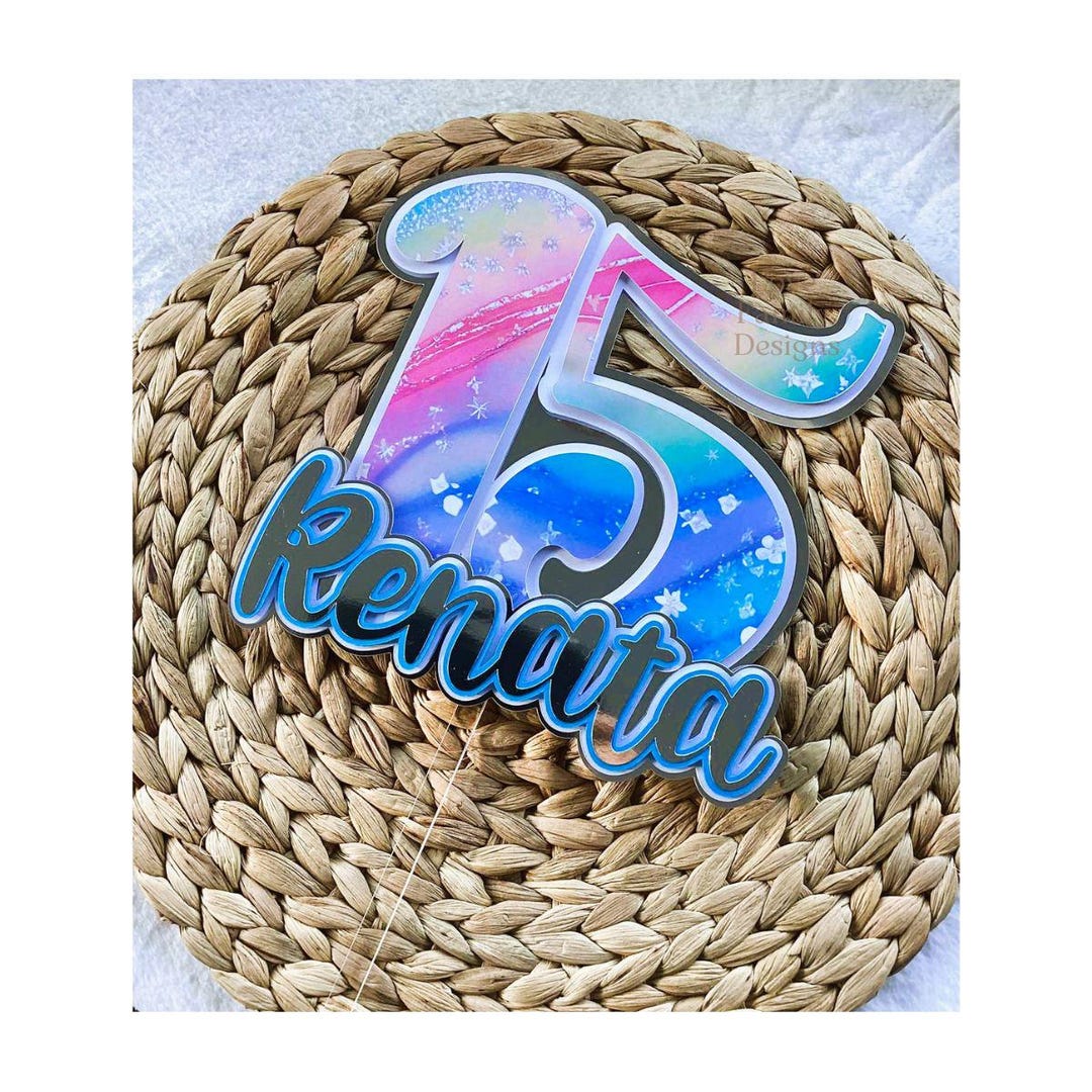 Rainbow Sparkle Cake Topper - Etsy