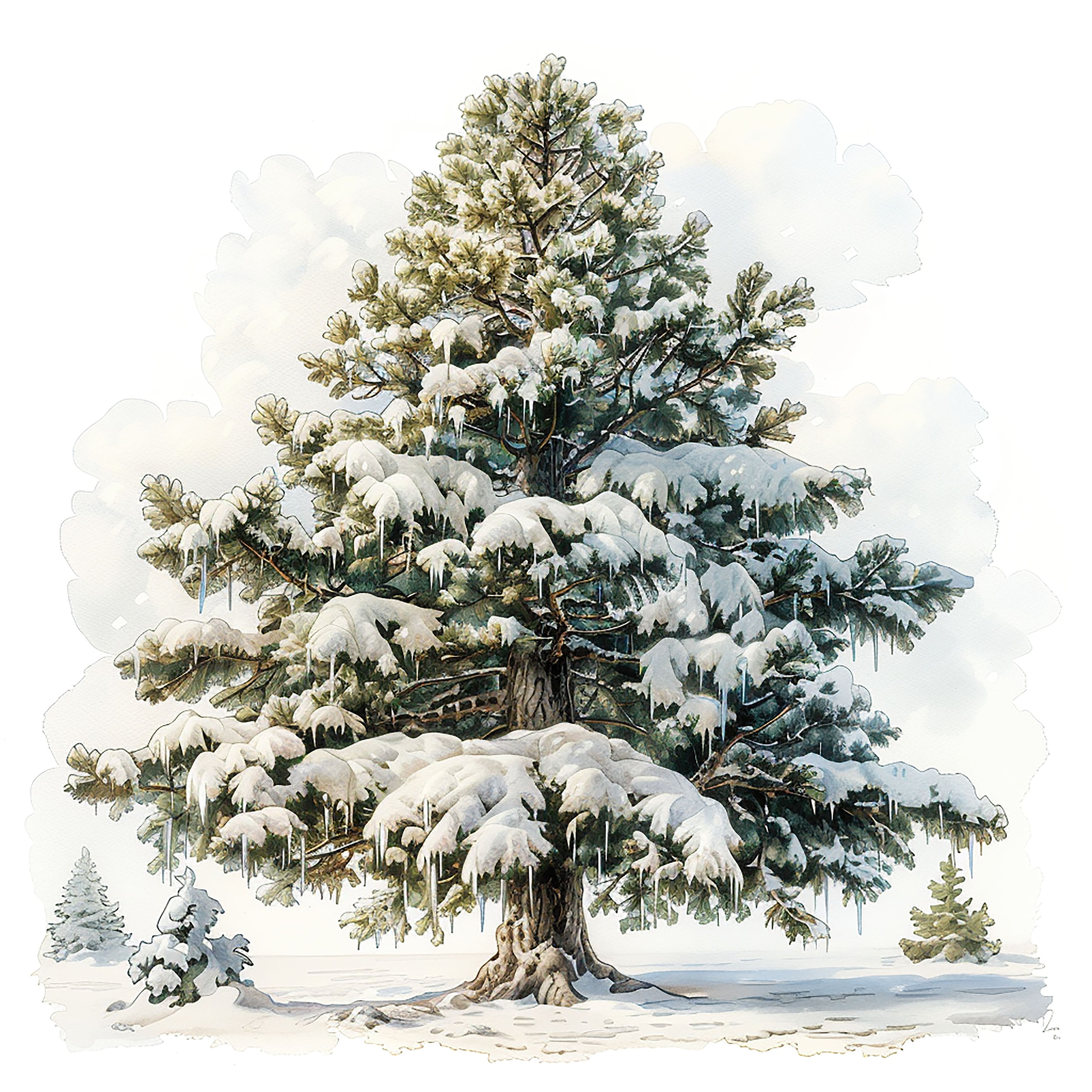 Cedar Tree Water Color Painting 16 High Quality JPG Clipart Pack ...