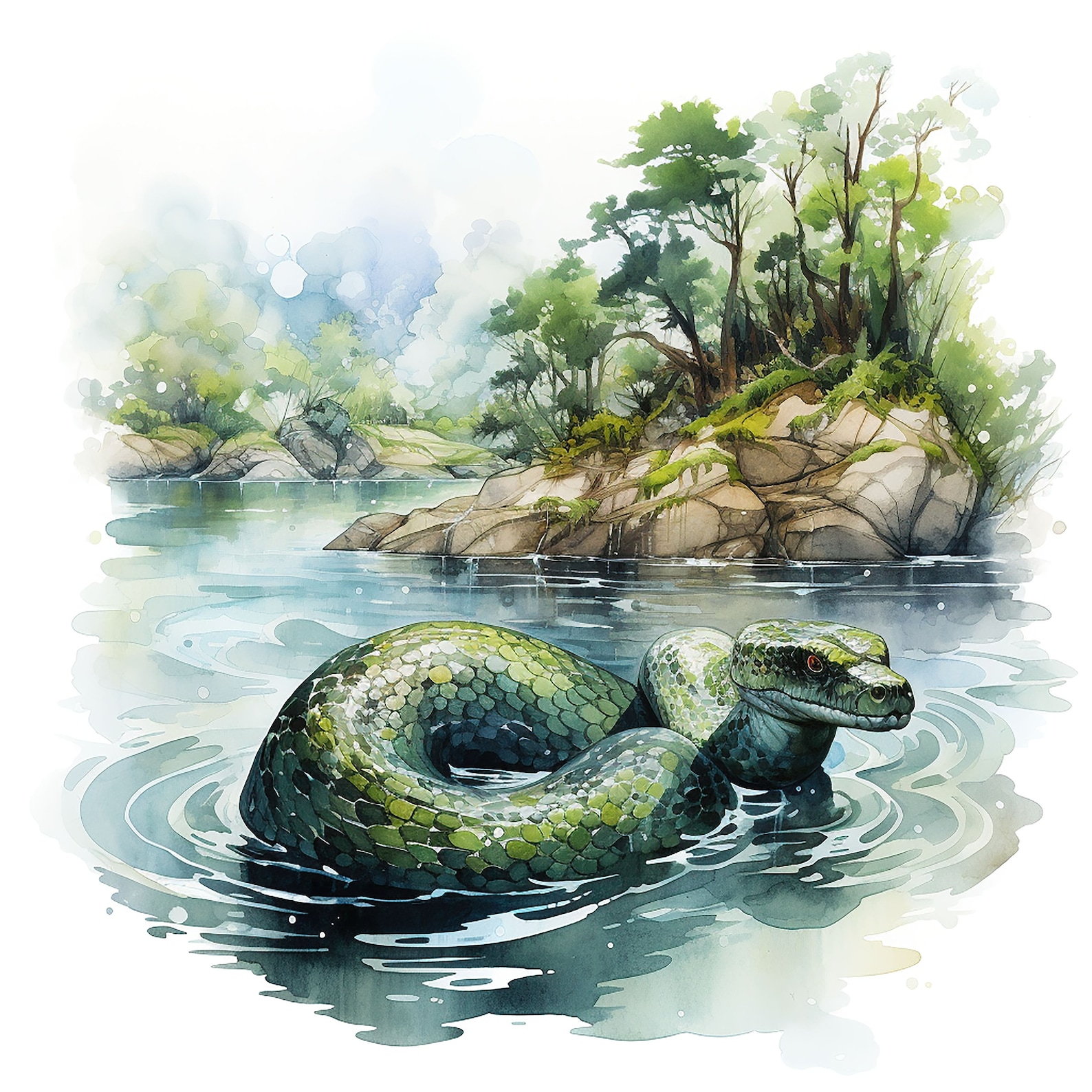 Snake Water Color Painting | 16 High Quality JPG Clipart Pack | Digital ...