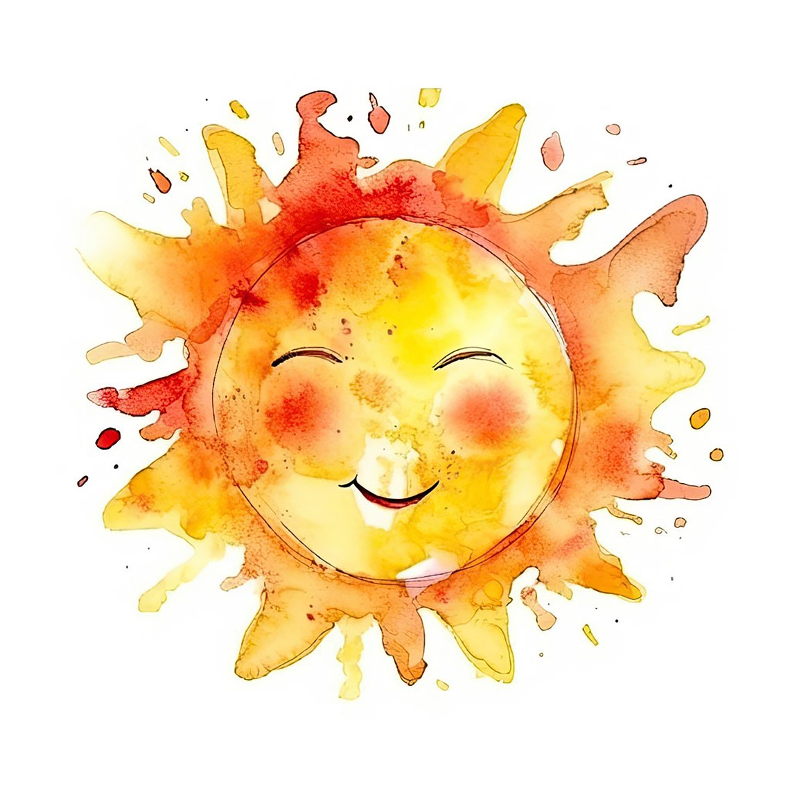 Happy Sun Water Color Painting | 12 High Quality JPG Clipart Pack ...