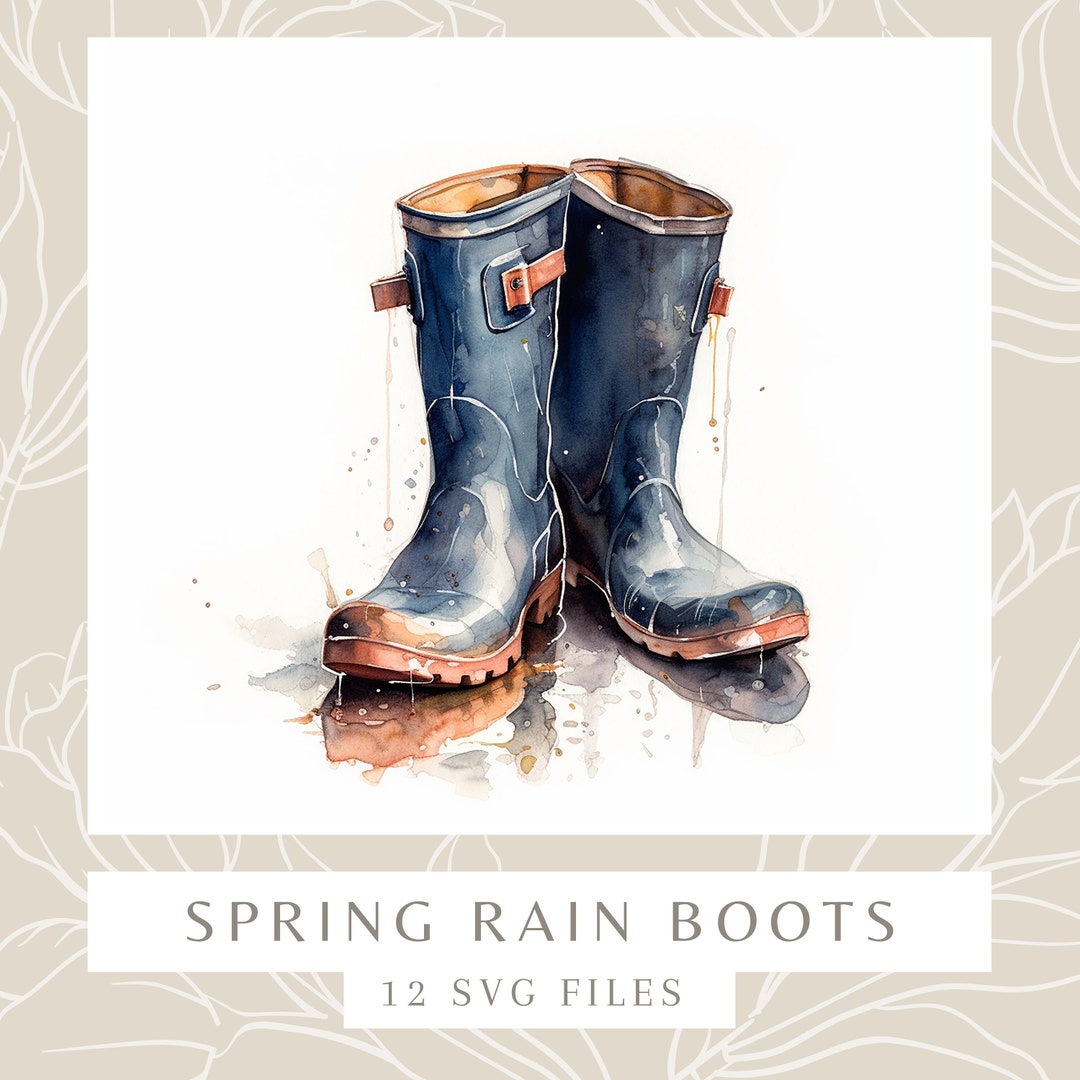 Rain Boots Water Color Painting | 12 High Quality JPG Clipart Pack ...