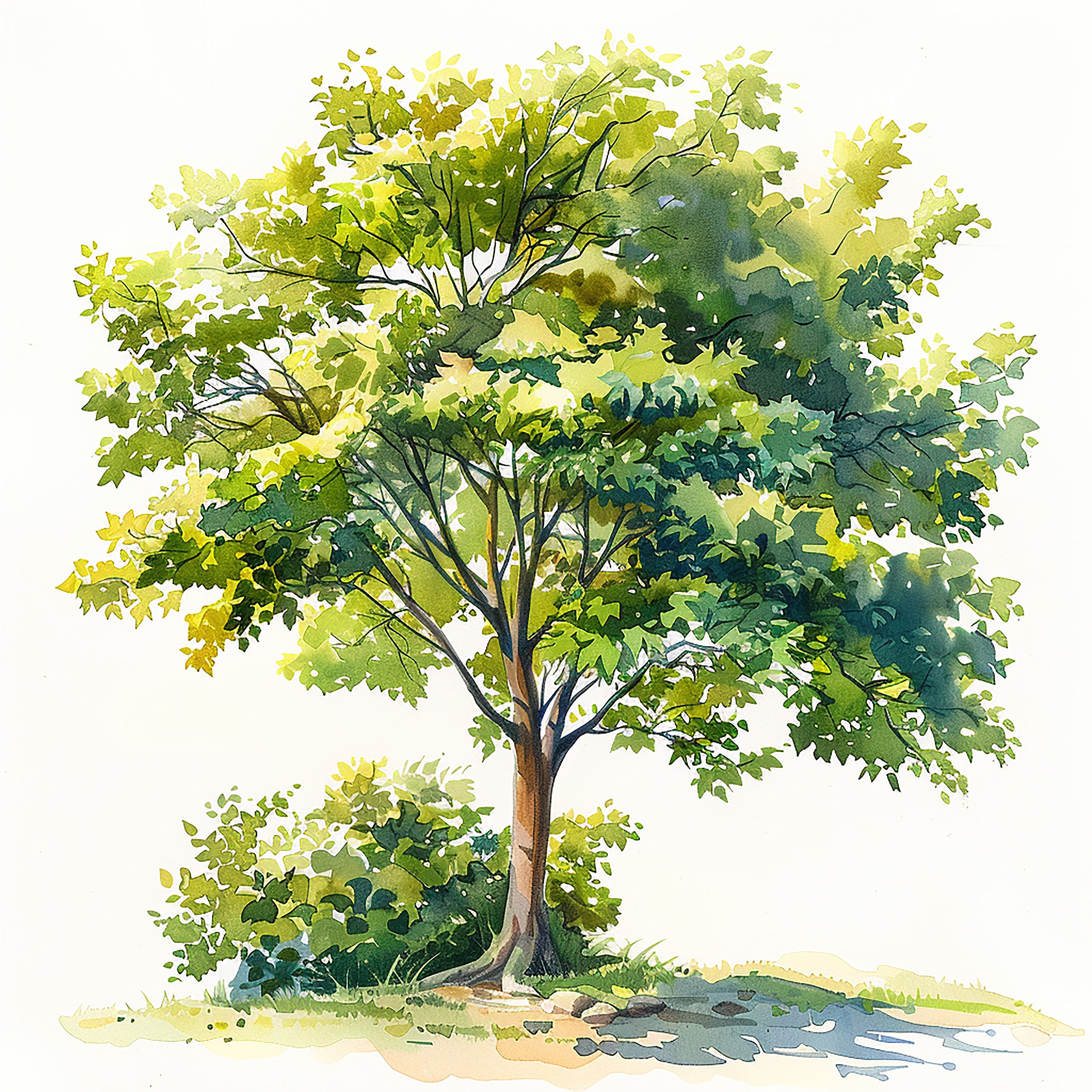 Maple Tree Water Color Painting | 16 High Quality JPG Clipart Pack ...