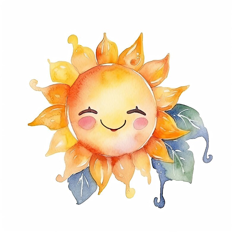 Happy Sun Water Color Painting | 12 High Quality JPG Clipart Pack ...