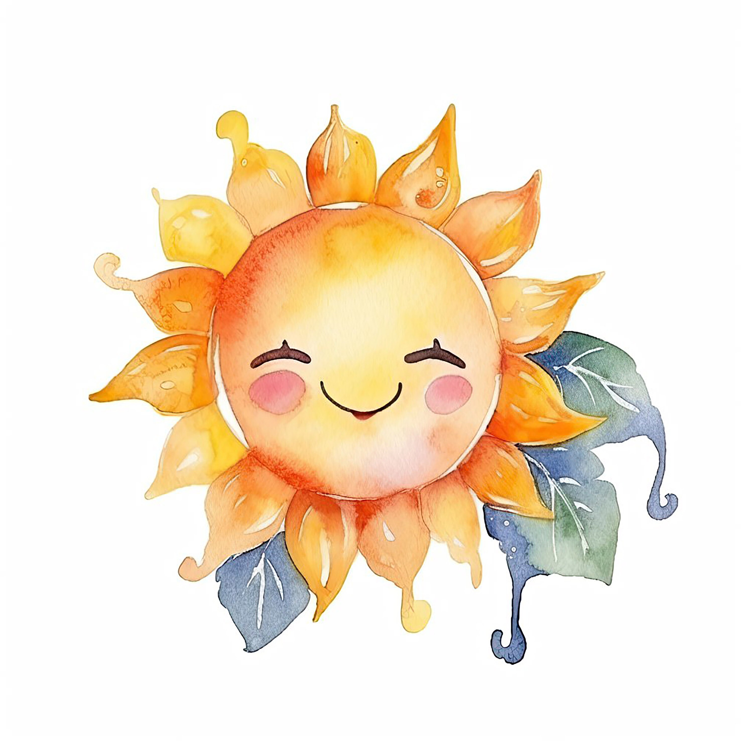 Happy Sun Water Color Painting | 12 High Quality JPG Clipart Pack ...